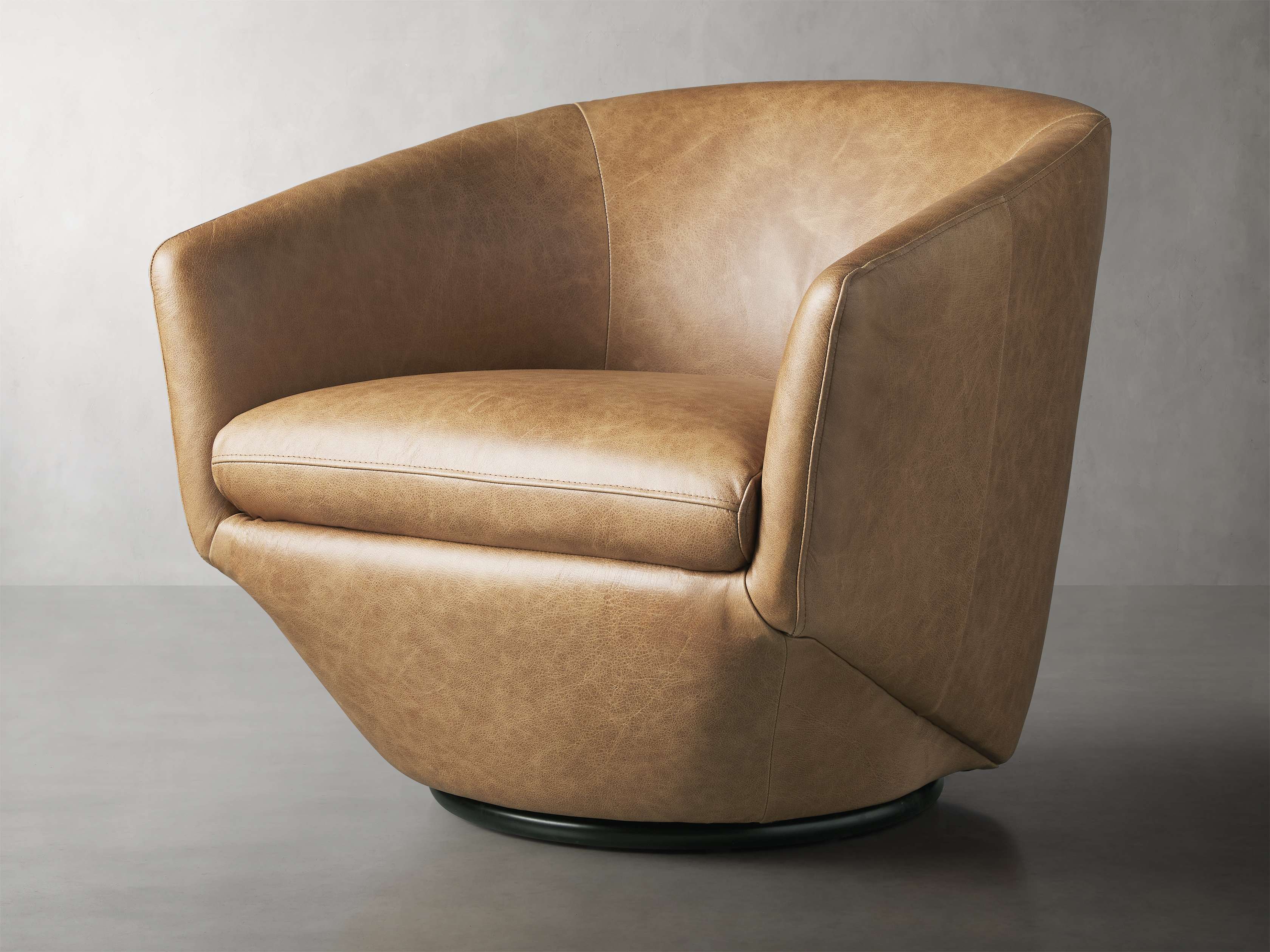 Pelton Leather Swivel Chair – Arhaus
