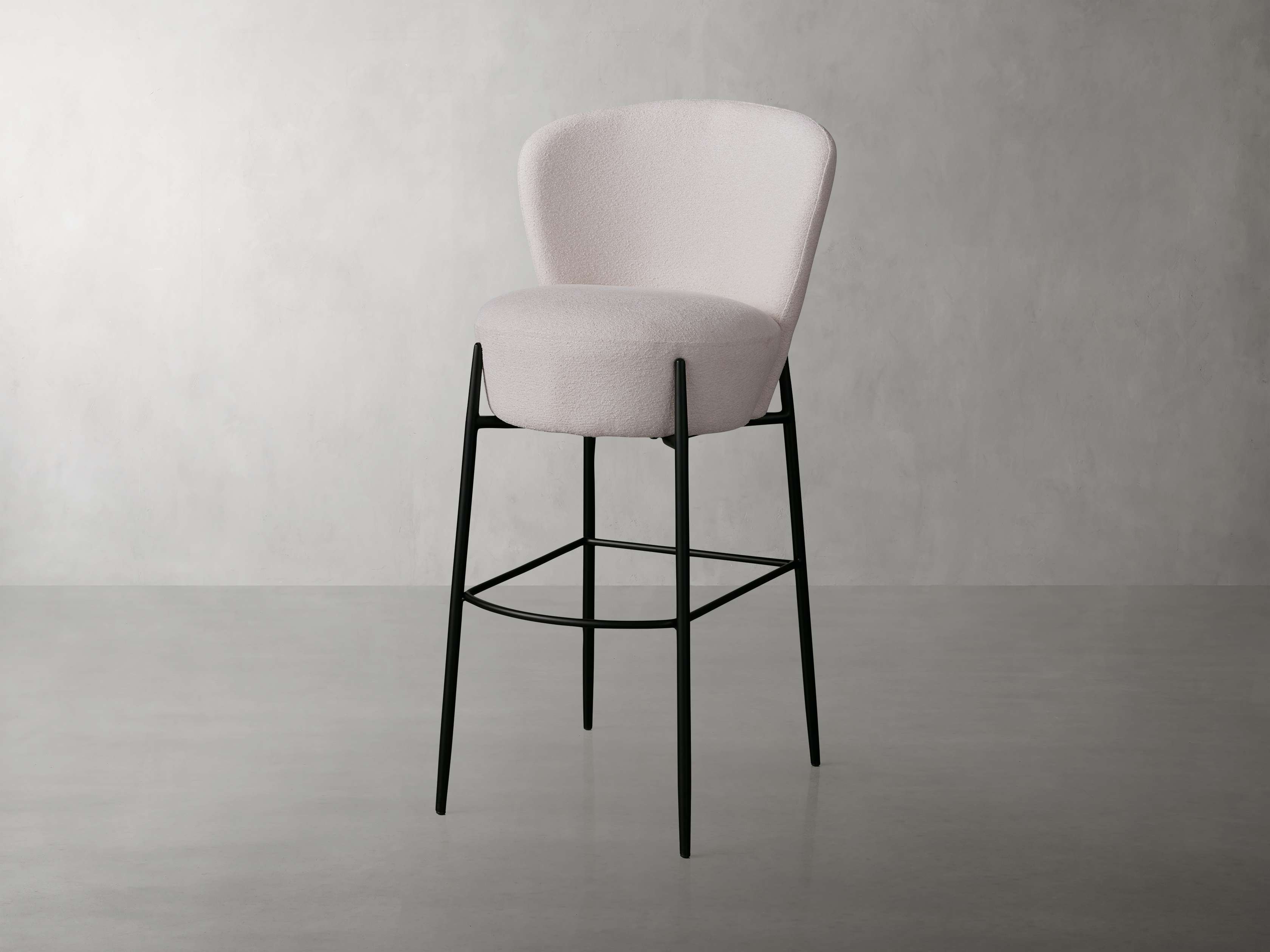 Hanne Stool in Upholstered Fabric in White Arhaus