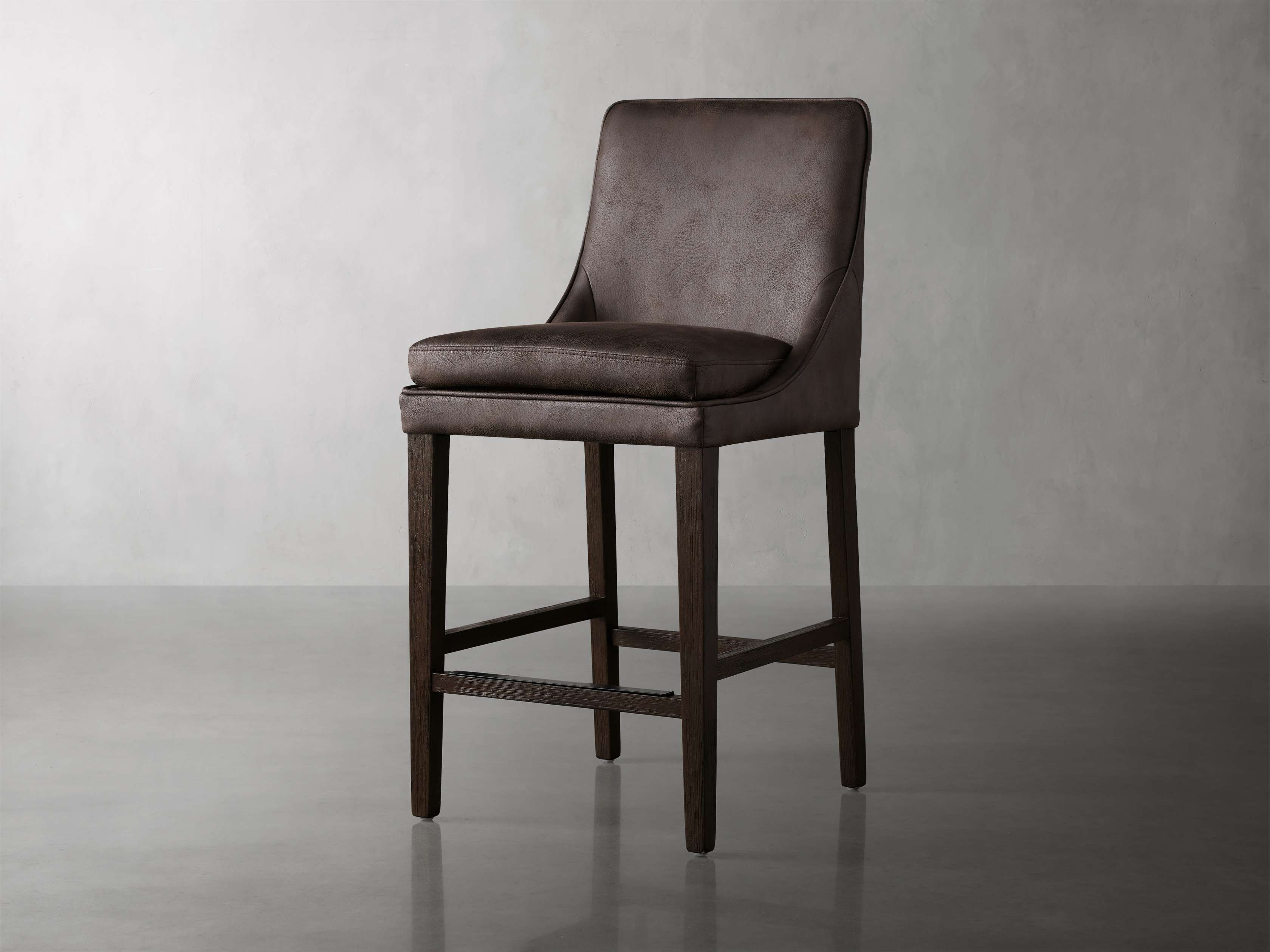 Lunden Faux Leather Stool in Leather Fabric in Gray Arhaus