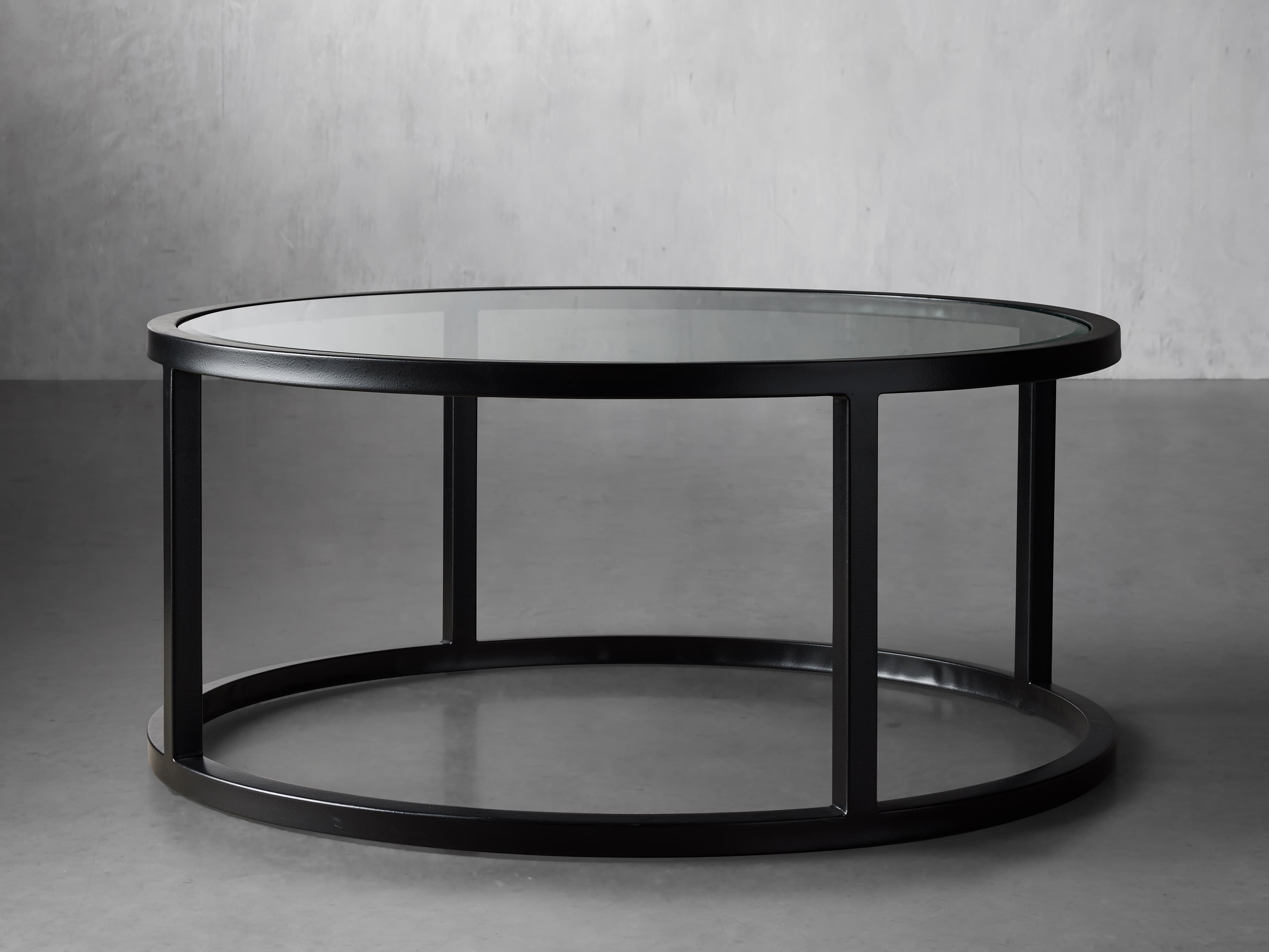 Round glass and black coffee table store