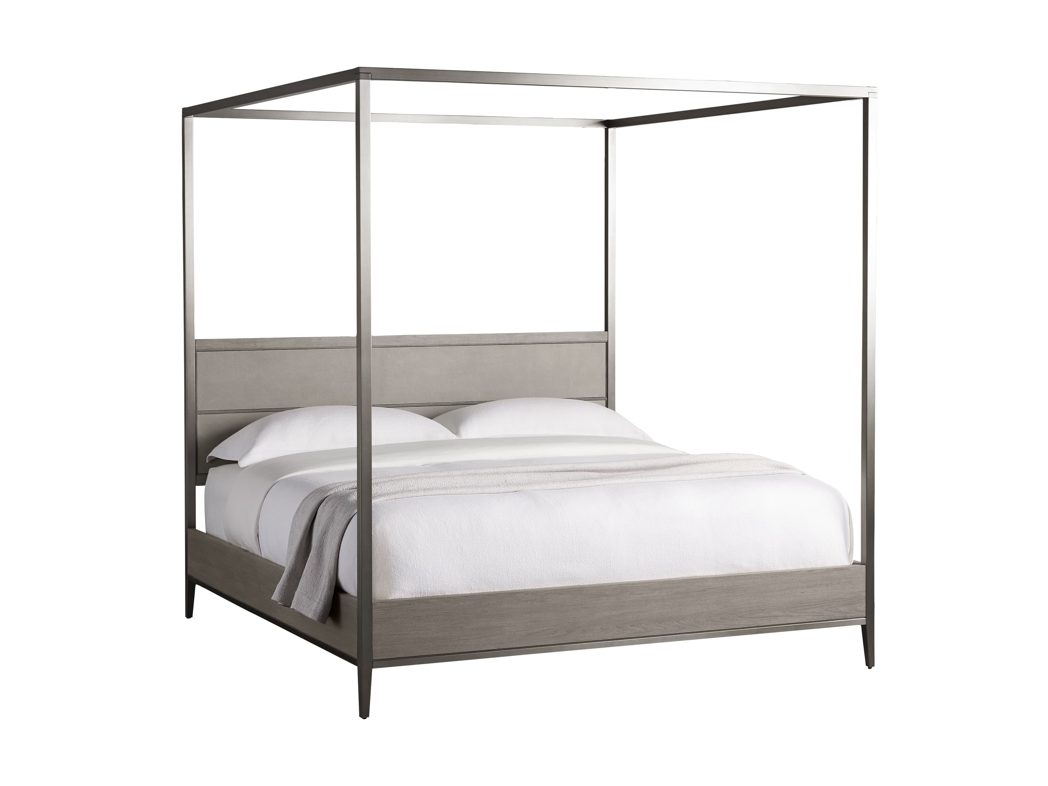Malone Canopy Bed in Manta Wood California King in Gray Arhaus