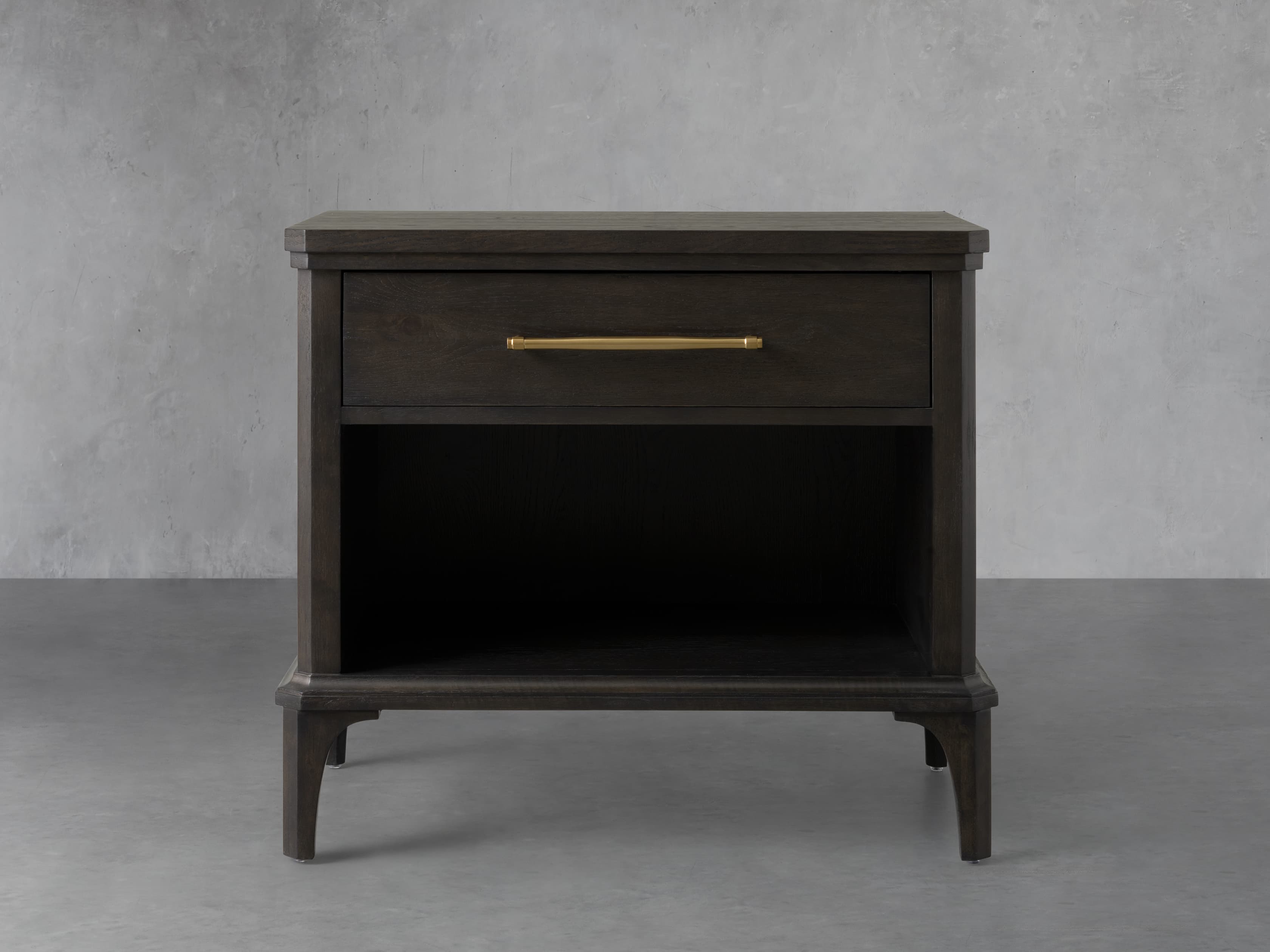 Olina Open Nightstand in Wood in Black Arhaus