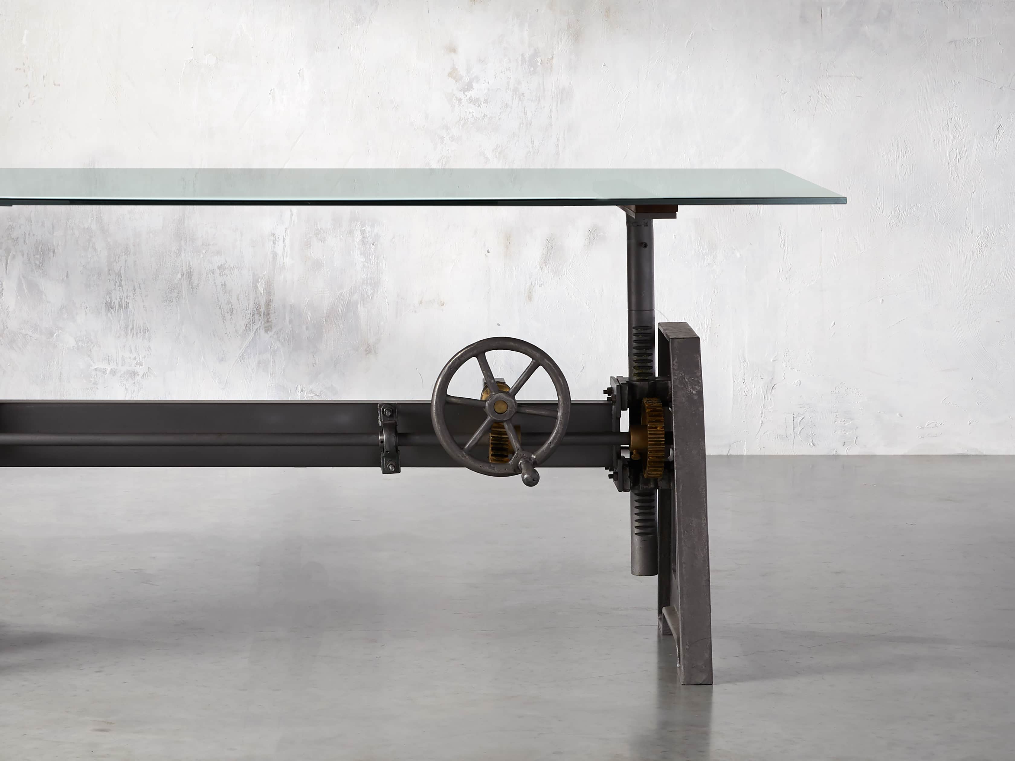 Industrial Crank Desk In Black Rubbed Copper With Glass Top, 49% OFF