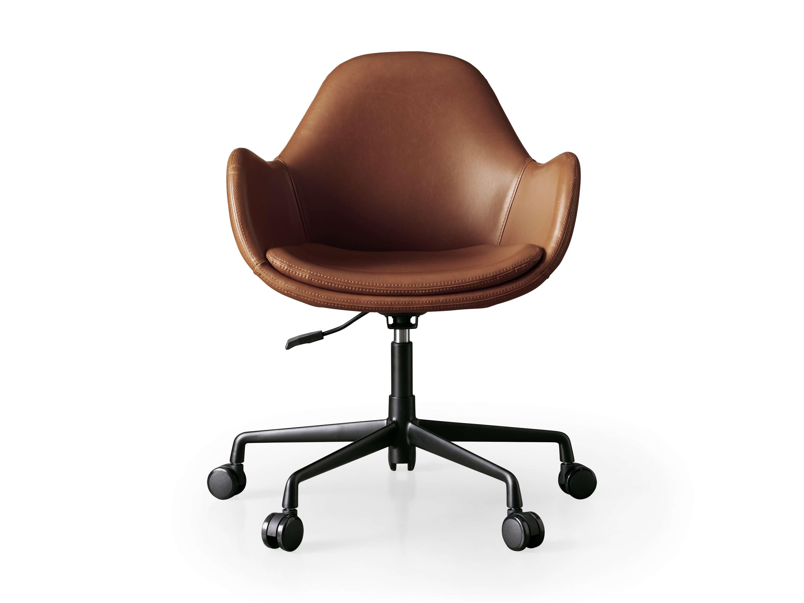Zimmer Desk Chair in Leather Fabric in Brown Arhaus