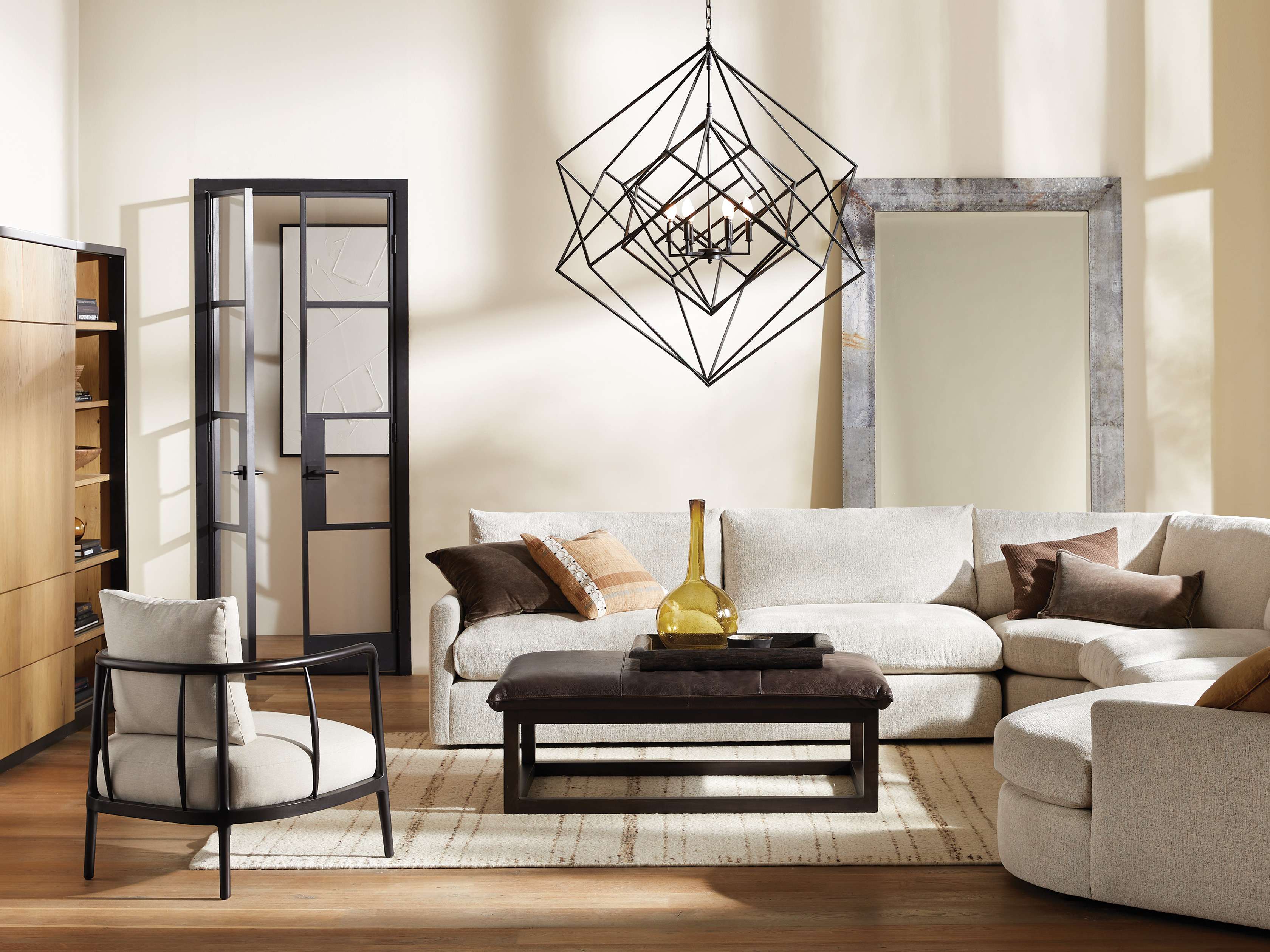 Caspian Grand Floor Mirror in Iron Metal in Silver Arhaus