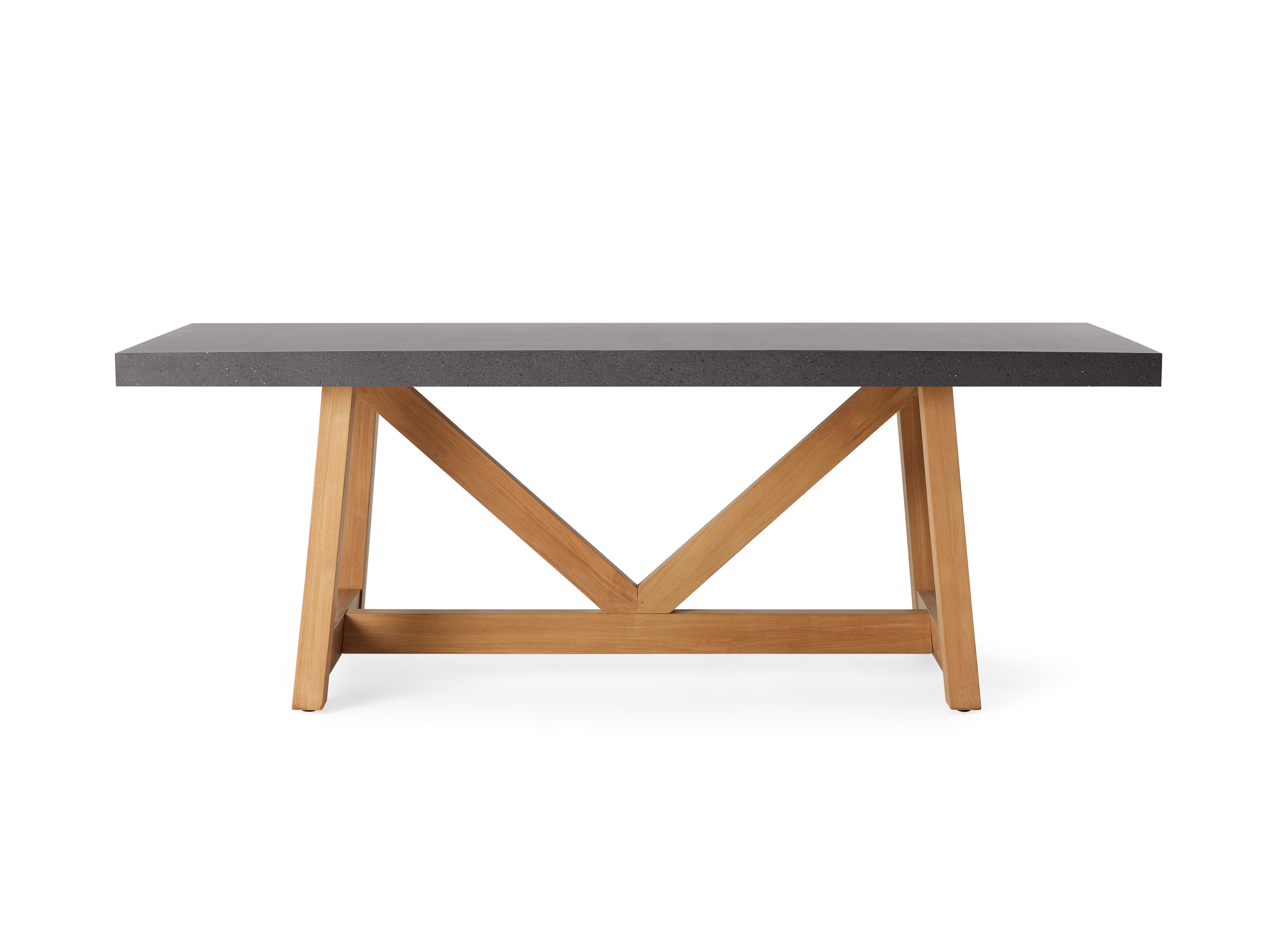 Outdoor Rectangular Dining Table with French Beam Base in All Weather Wicker 84 in White Arhaus