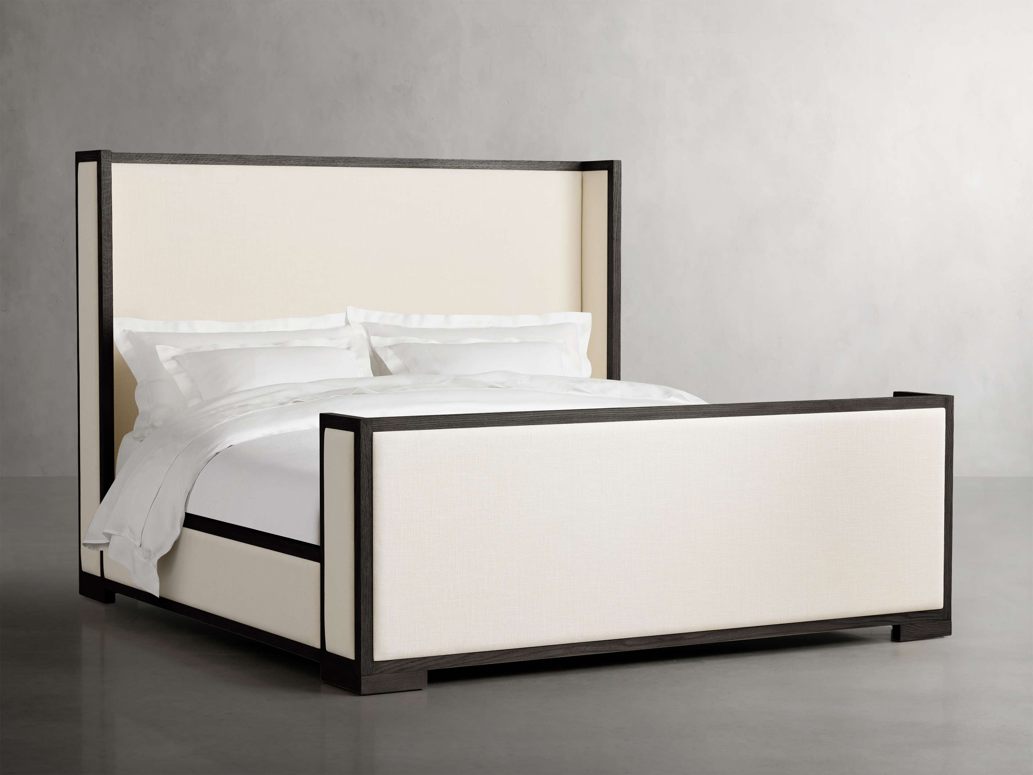 Darien Shelter Bed with High Footboard in Ebony Upholstered Fabric King in None Arhaus