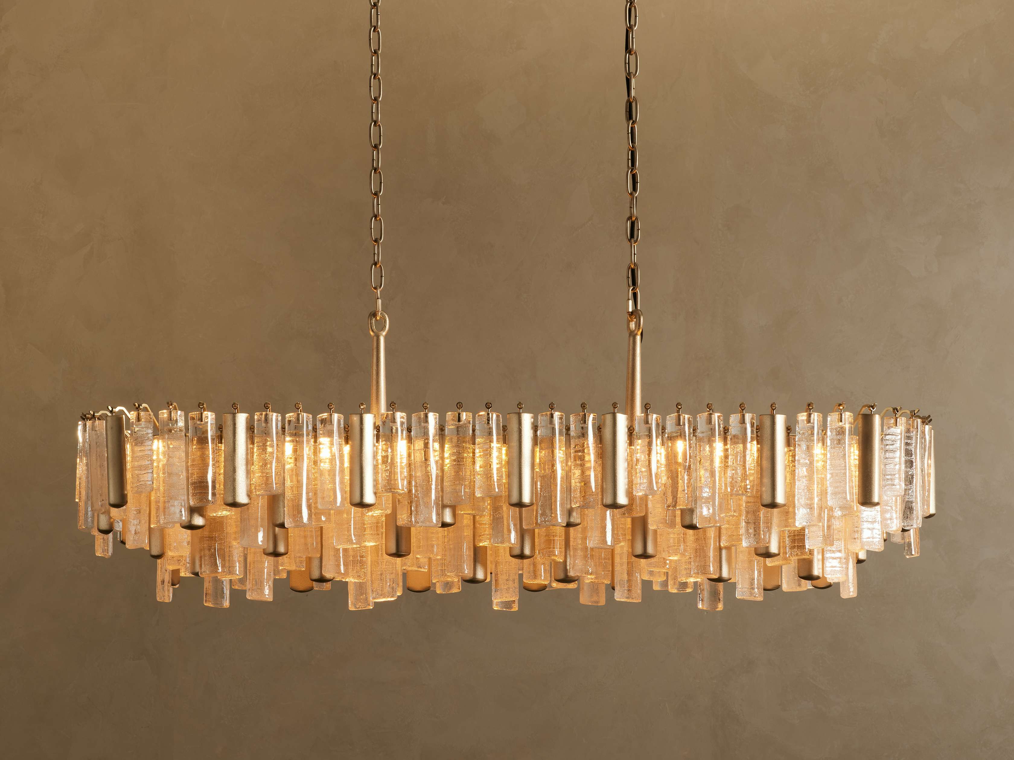 Linear Crystal Chandelier Bronze